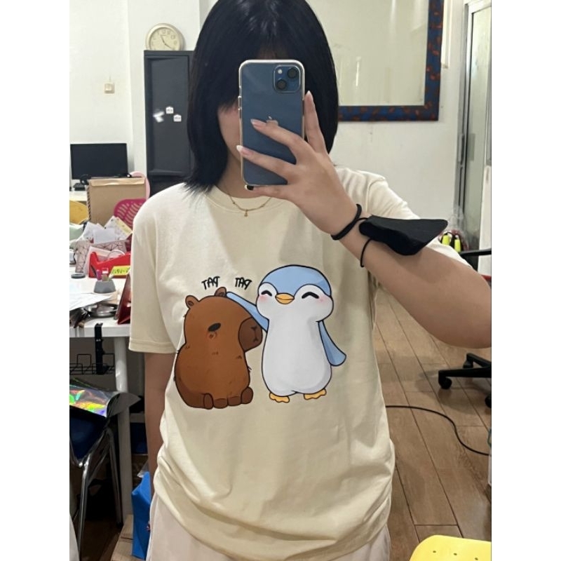 Jual Kaos custom lucu Capybara dan Penguin Pat Pat kaos unik kaos lucu ...