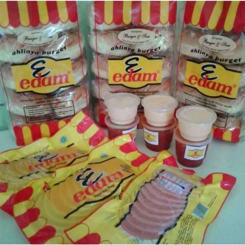 Jual Paket Burger Edam lengkap dengan saos dan mayonaise isi 10pcs ...