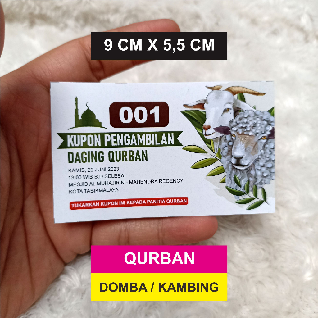 Jual Kupon Qurban | Kupon Pengambilan Daging Qurban 001 B | Shopee ...