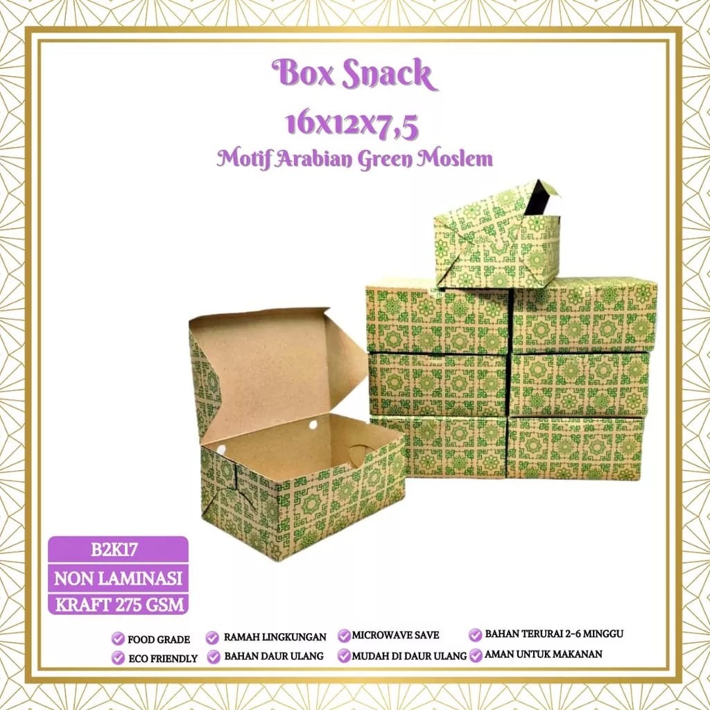 Jual Dus Snack Box Kue Snack Box Dus Roti Dus 16x12 (B2K17-16X12X7.5 Cm ...