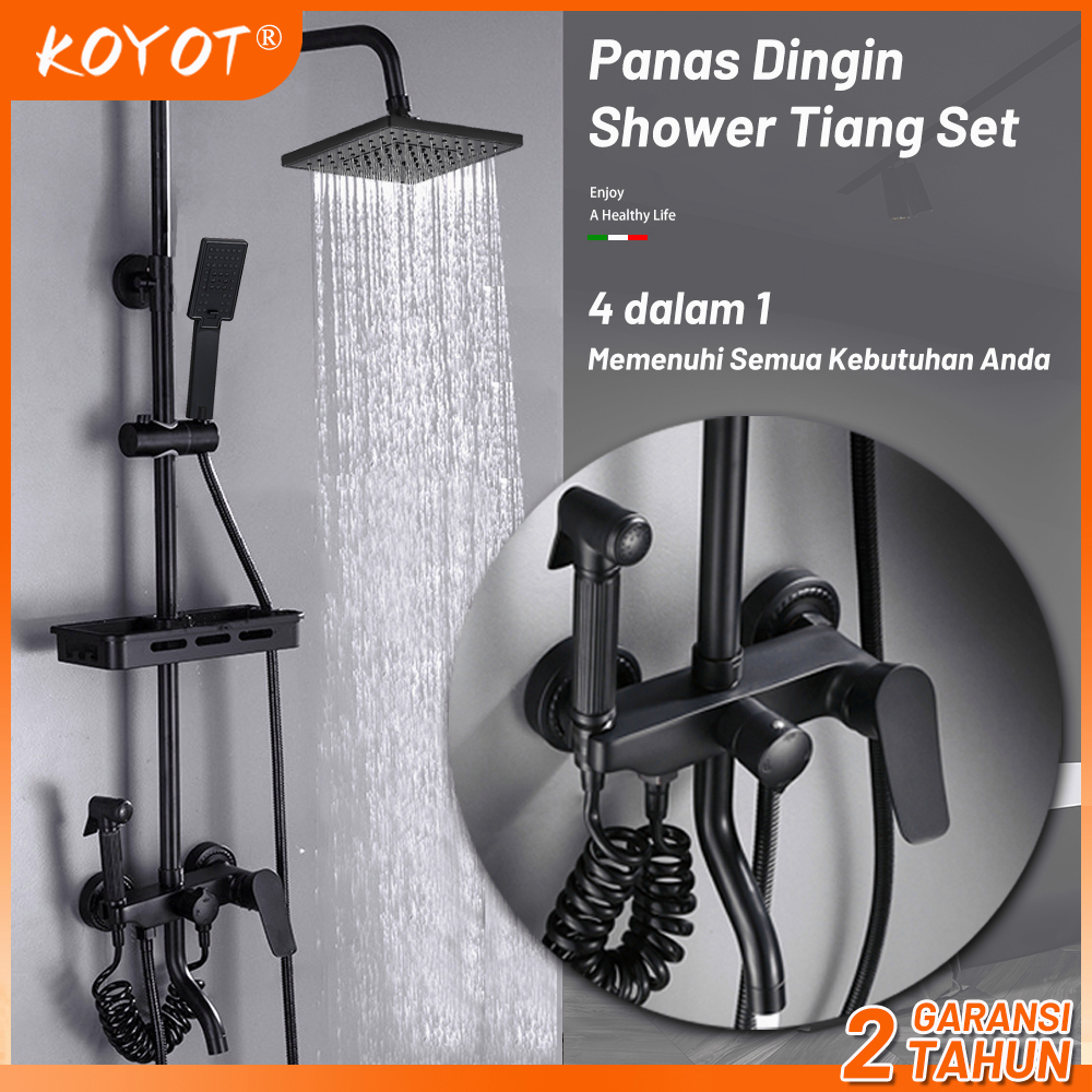 Jual KOYOT 4 Dalam 1 Shower Kamar Mandi Full Set Panas Dingin Persegi Hitam Matte dengan Mixer ...