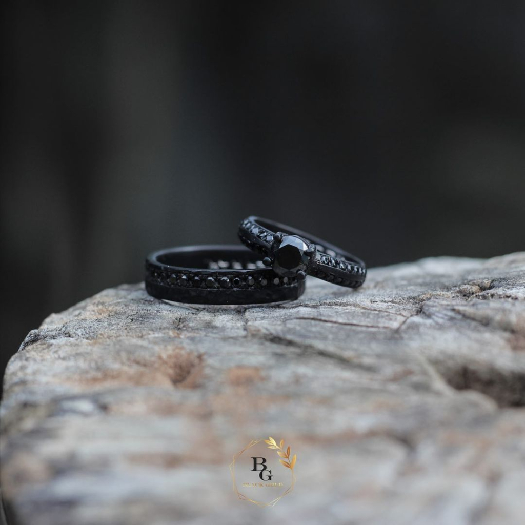 Jual Cincin Rustic Couple Perak/Silver Finishing Hitam Glossy Ring With ...