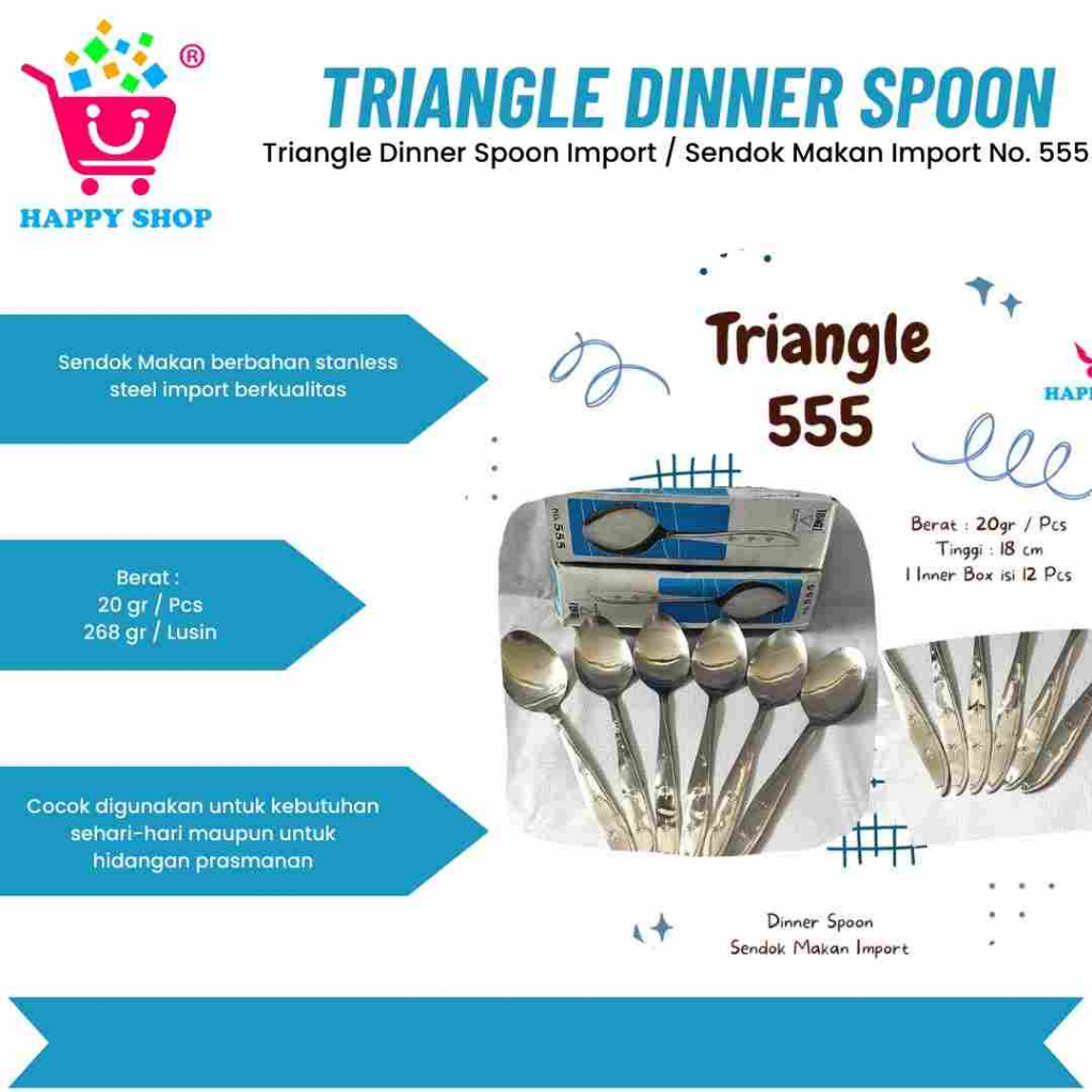 Jual Triangle Dinner Spoon Import / Sendok Makan Import No. 555 ...