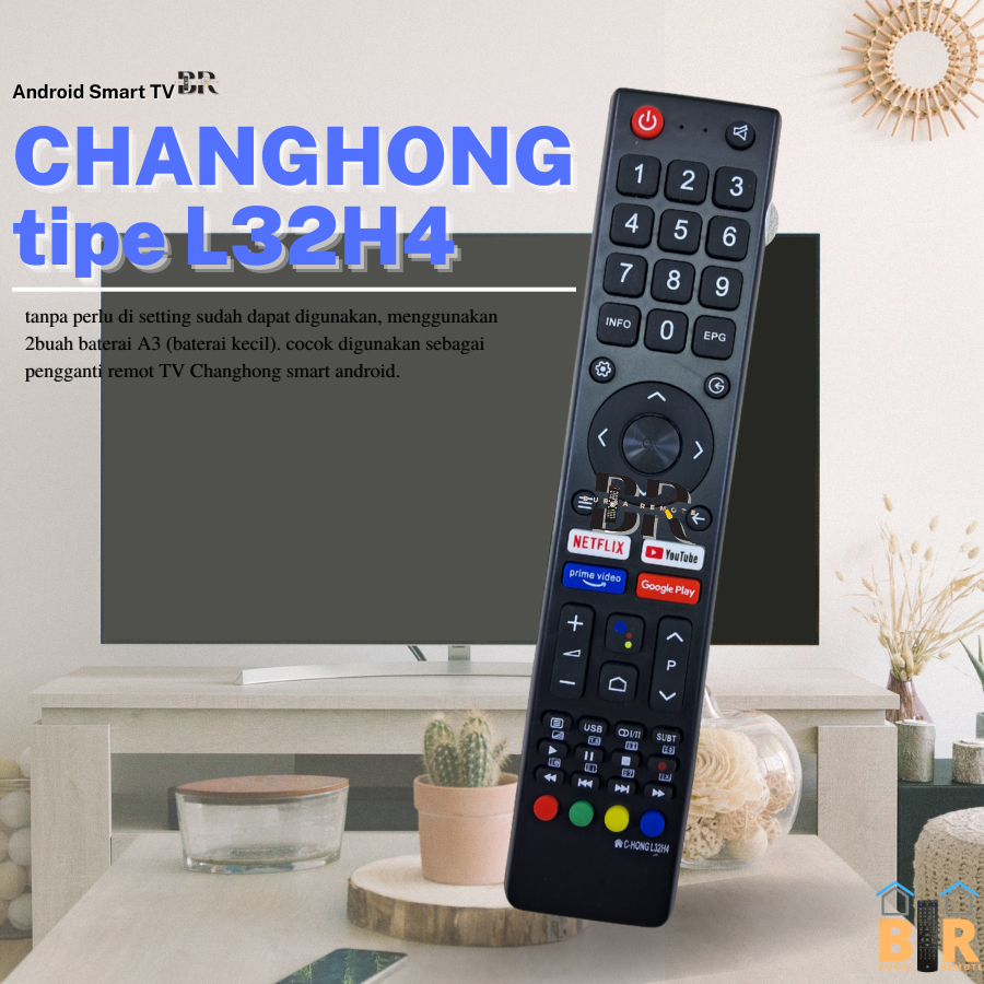 Jual Remot / Remote Smart android TV Changhong LCD LED netflix youtube type C-HONG L32H4 / ecer ...