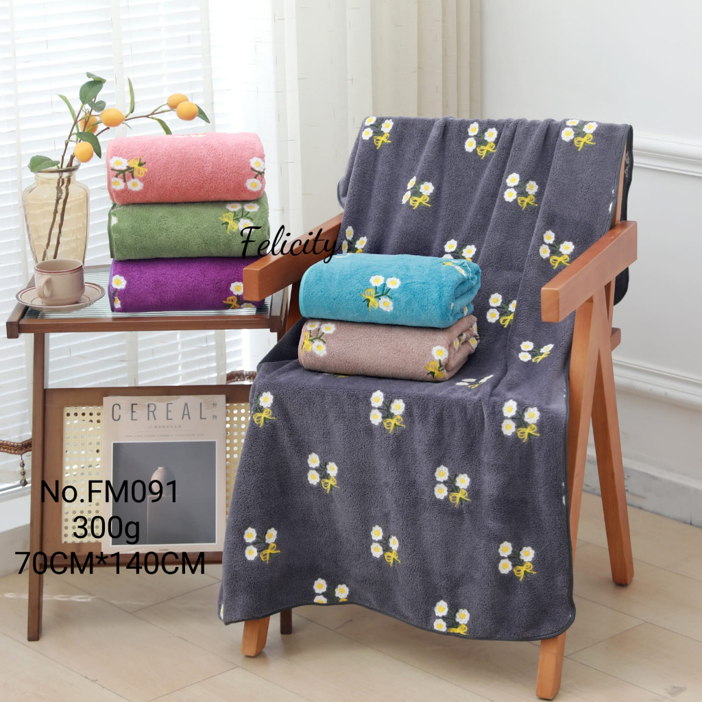 Jual KUP -COD MURAH COD HANDUK DEWASA BORDIR BUNGA DEASY UK 70 X 140 CM ...