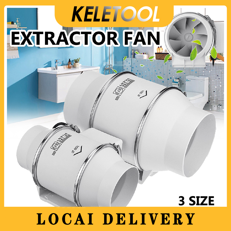Jual Inline Duct Fan Blower 4" / 6" / 8" Inclined Flow Booster Fan ...