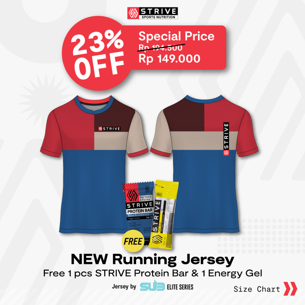 Jual STRIVE New Running Jersey By SUB Free 1pc Protein Bar + 1Pc Energy ...
