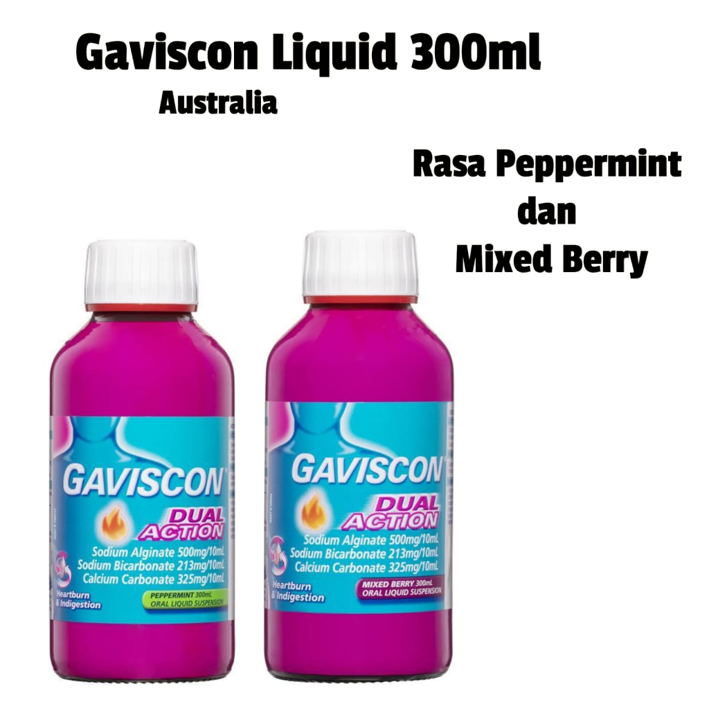 Jual Gaviscon Liquid Dual Action Mixed Berry dan Peppermint 300ml/Obat ...