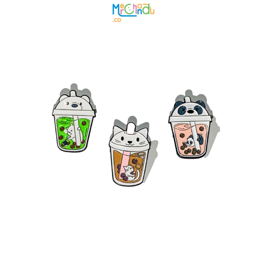 Jual Bros Enamel Pin Karakter Boba Panda Kucing Lucu Minuman ...
