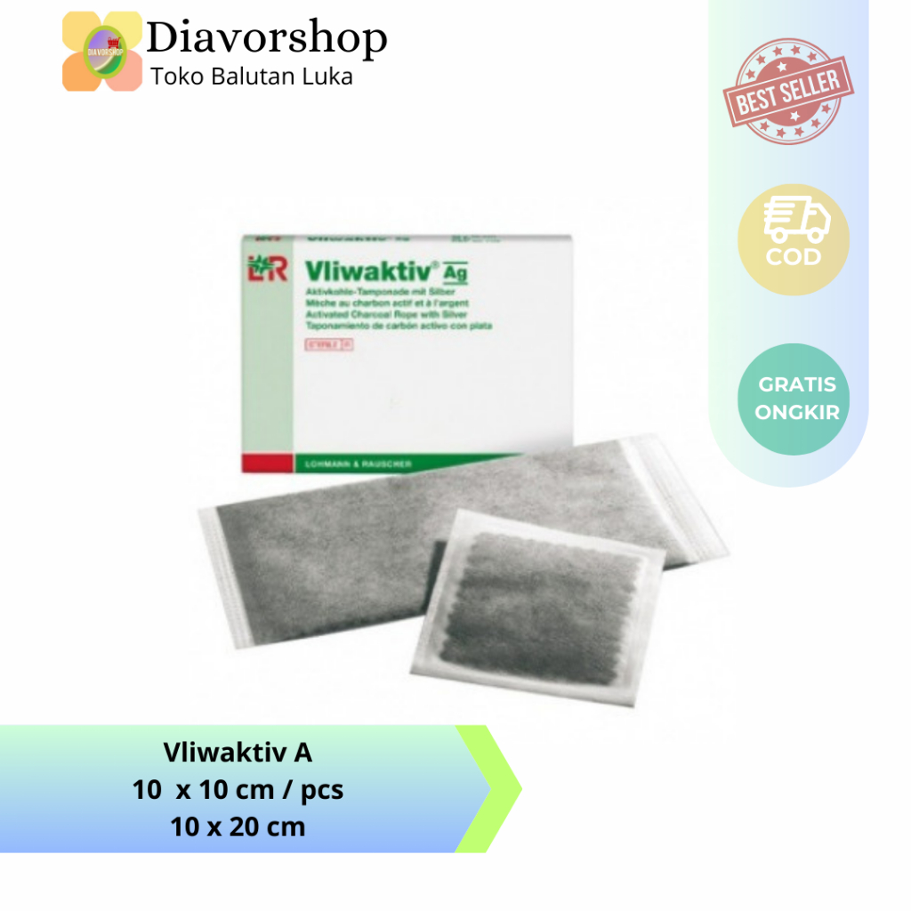 Jual Vliwaktiv Ag 10x10cm / 10x20cm spon luka 1lembar penyerab bakteri ...