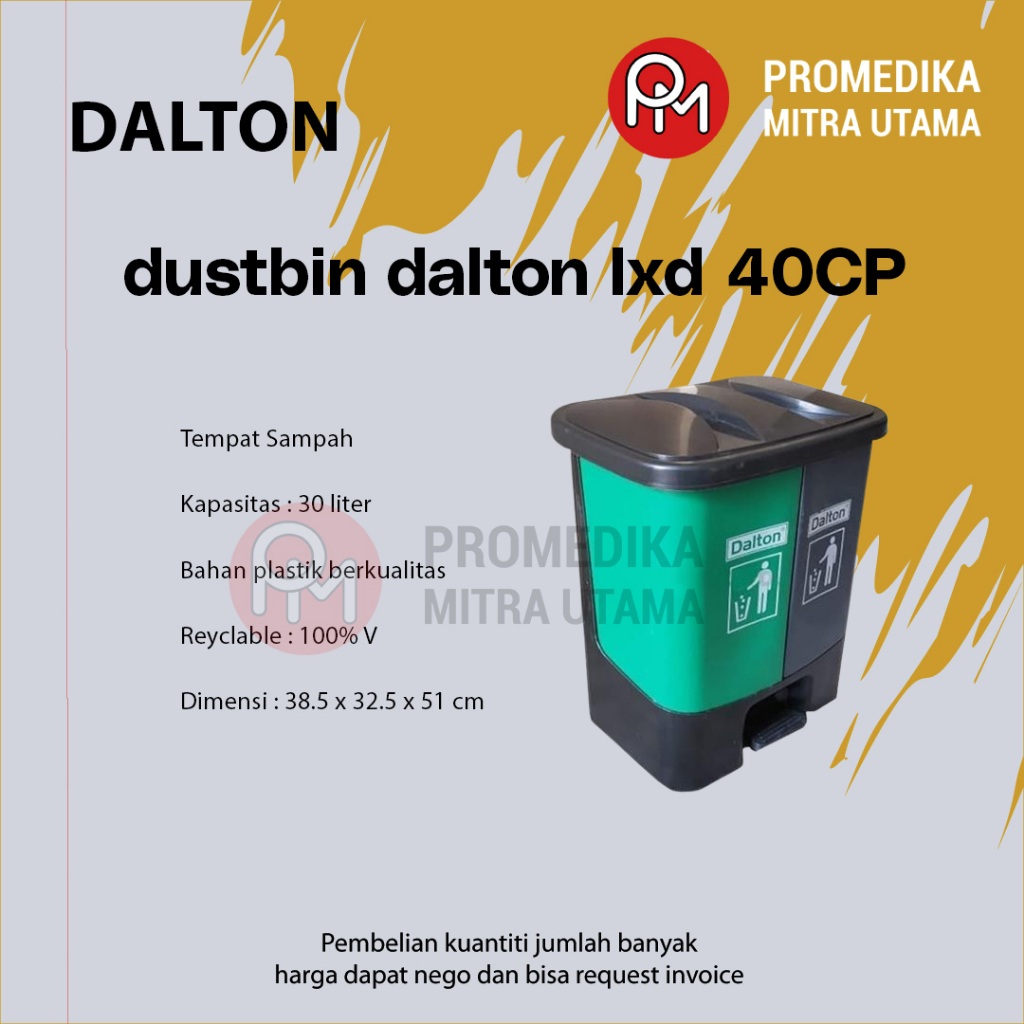 Jual Tempat Sampah 2 Pilah DALTON LXD 40CP kapasitas 40L | Shopee Indonesia