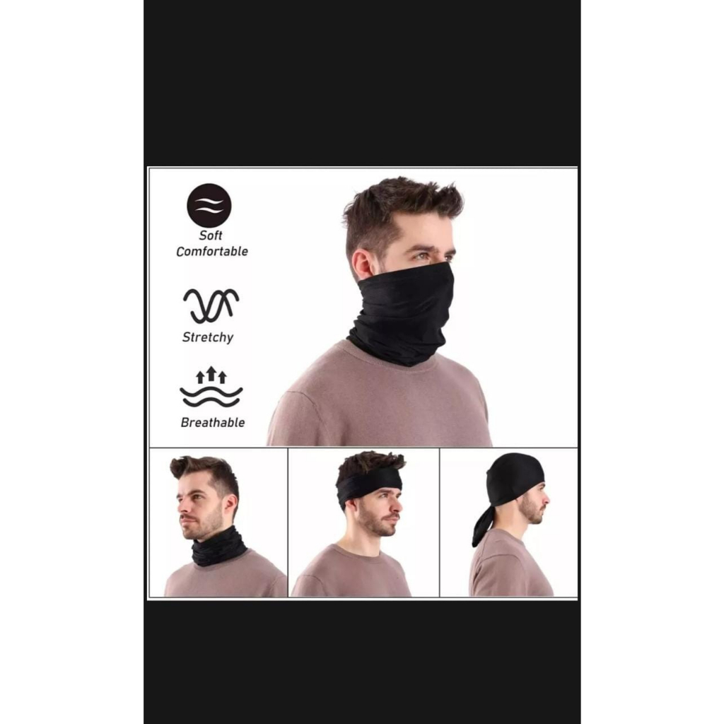 Jual Masker BUFF HItam POLOS / Motif Random Murah | Shopee Indonesia