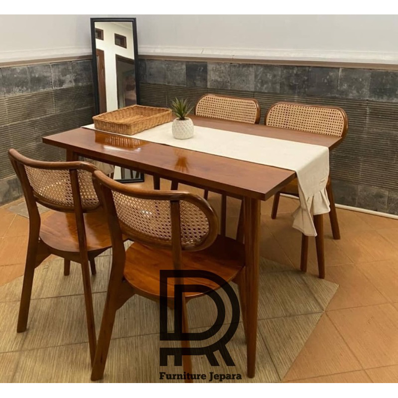 Jual Set Kursi meja Makan Model kacang / Meja Makan Minimalis Jati / Kursi Cafe Jati Model ...