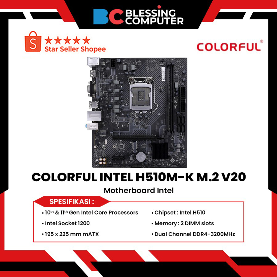Jual Motherboard COLORFUL H510M-K M.2 V20 | Shopee Indonesia