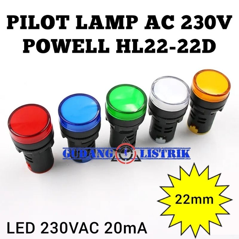 Jual Pilot Lamp LED Lampu Indikator Listrik Box Panel PLN POWELL HL22 ...