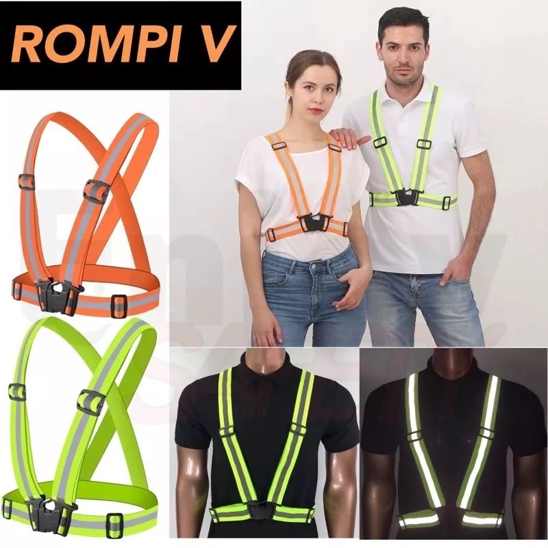 Jual Rompi Proyek Safety Reflektor BahanKaret Elastis Model V | Safety ...