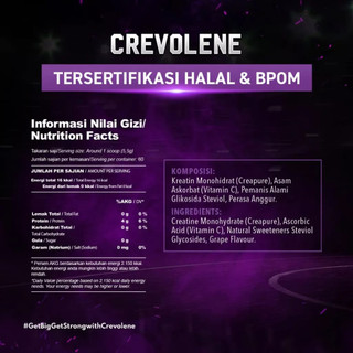 Jual CREVOLENE CREATINE EVOLENE ANGGUR GRAPE 330GR 330 GR GRAM BPOM ...