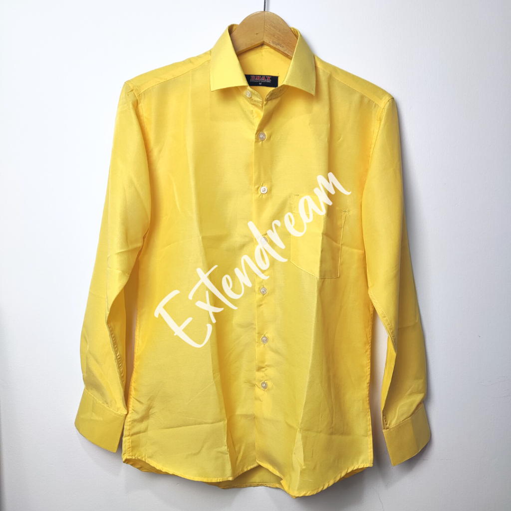 Jual BMAX/W3SL3Y Kemeja Kerja Polos Pria Formal Warna Kuning Muda Lemon ...