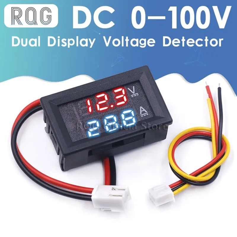 Jual Dual Display Voltmeter Amperemeter Combo Digital DC 100V 10A Frame 0.28 Inch LED | Shopee ...