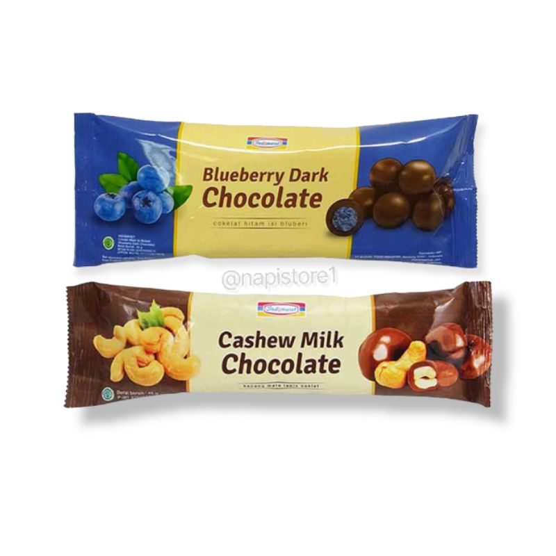 Jual Cashew Milk Chocolate | Bluberry dark Chocolate Indomaret 40gr ...