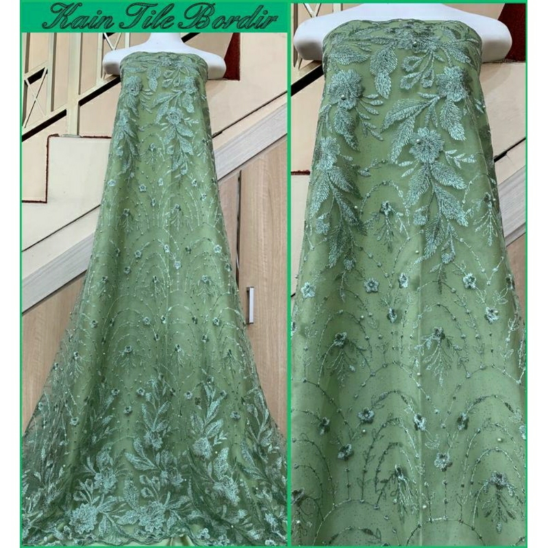 Jual Kain Tile/Tulle Bordir Mutiara, kain tile brokat, tile mutiara ...