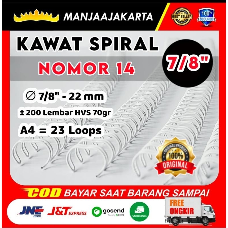 Jual Spiral Kawat Jilid 7 per 16 Putih A4 Ring Kawat Nomor 7 A4 Spiral ...