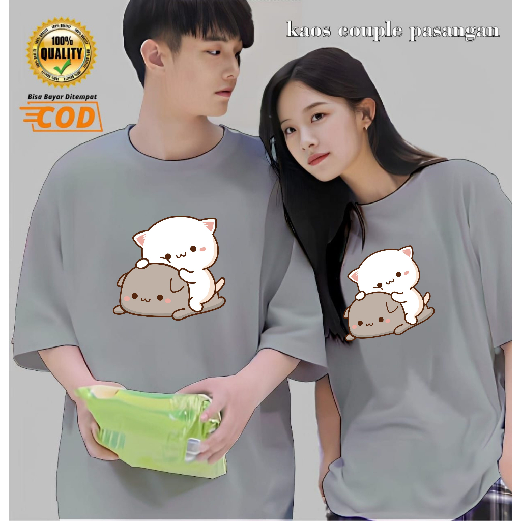Jual Baju Kaos Distro Couple Pasangan Pacar Cat Pria Wanita Katun ...