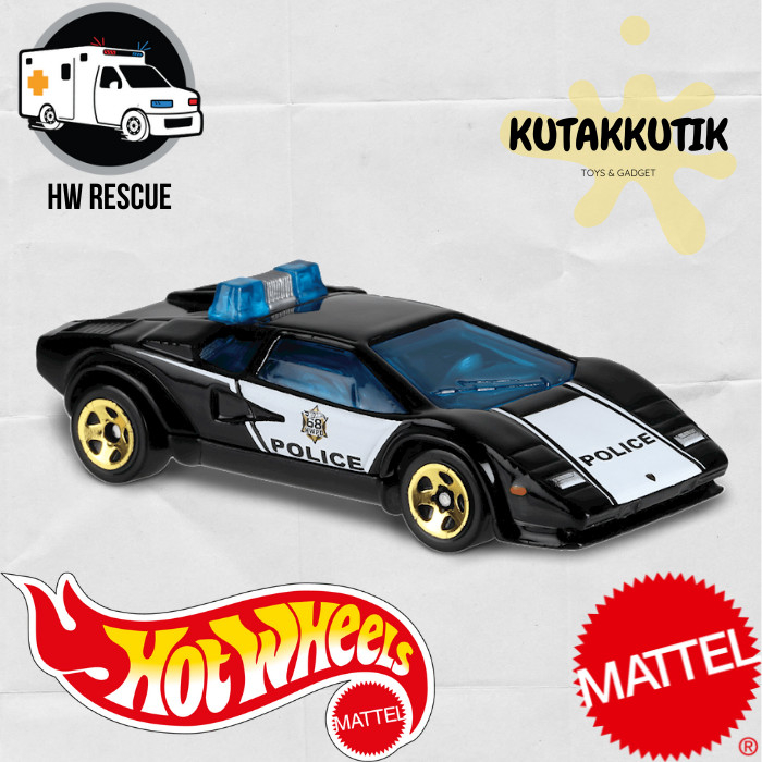Jual Hot Wheels Lamborghini Countach Police Car Hitam HW Rescue ...