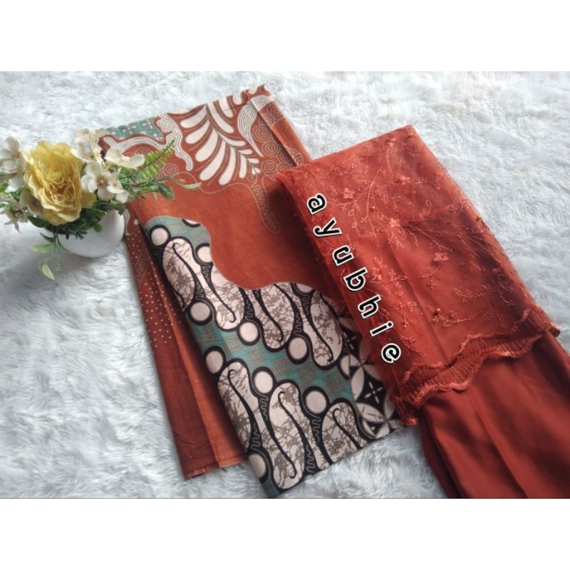 Jual Kain batik seragam warna teracota mix tulle mutiara bridemaids ...