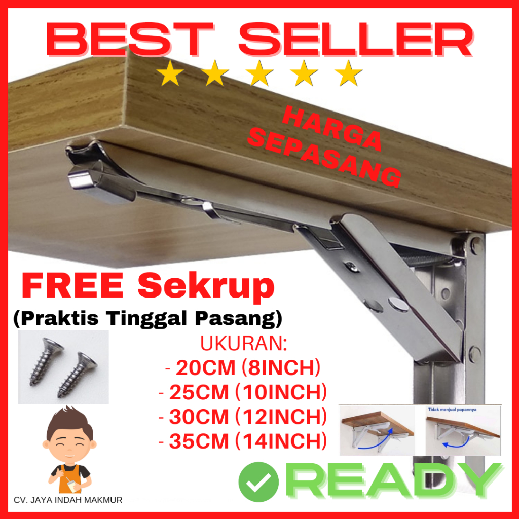 Jual Siku Dinding Penyangga Meja Lipat Engsel Lipat Foldable Bracket ...