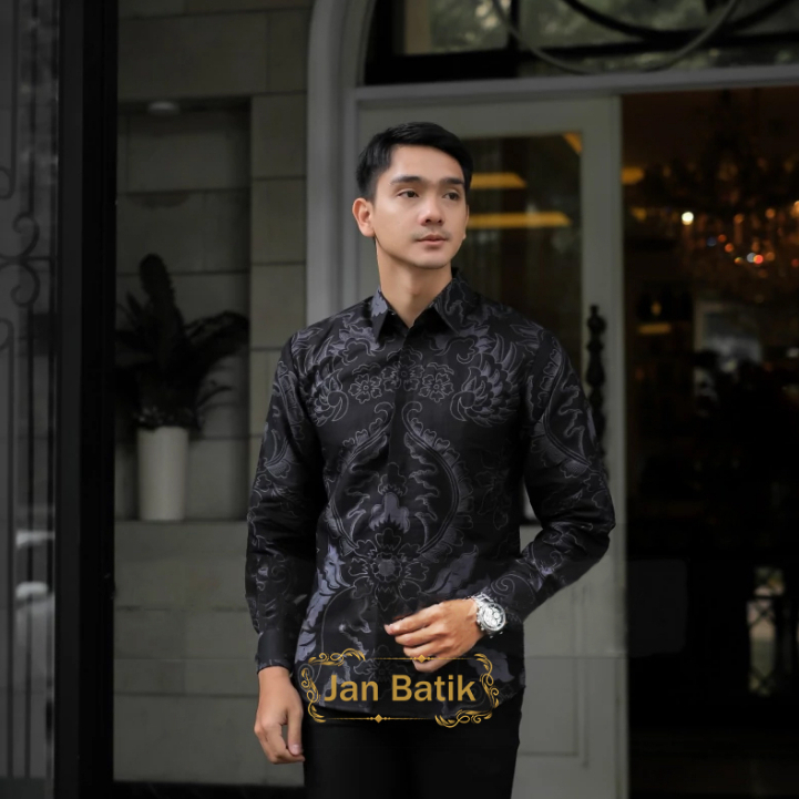 Jual kemeja batik pria baju lengan panjang hem cowok Slimfit Atasan ...