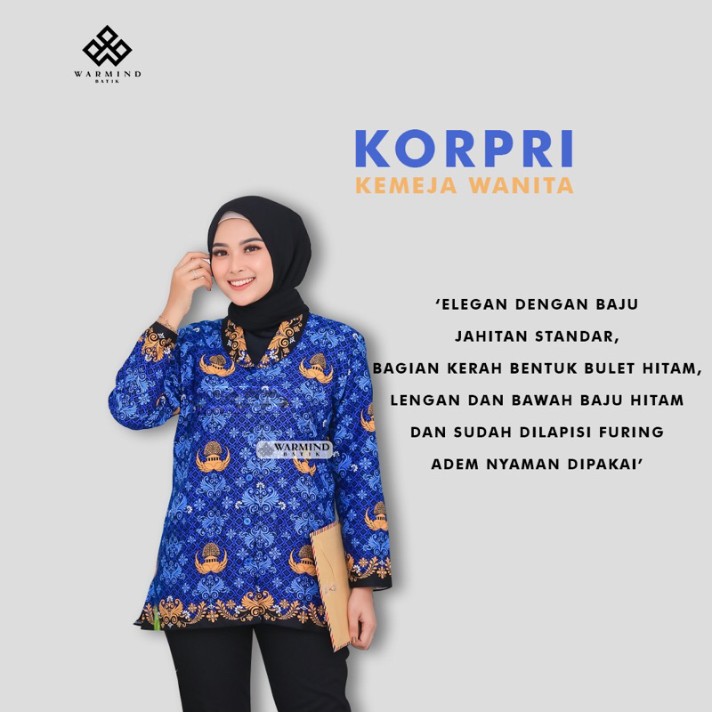Jual BAJU KEMEJA KORPRI WANITA C40S KERAH HITAM FULL FURING TERBARU SERAGAM KERJA CEWEK DRES ...