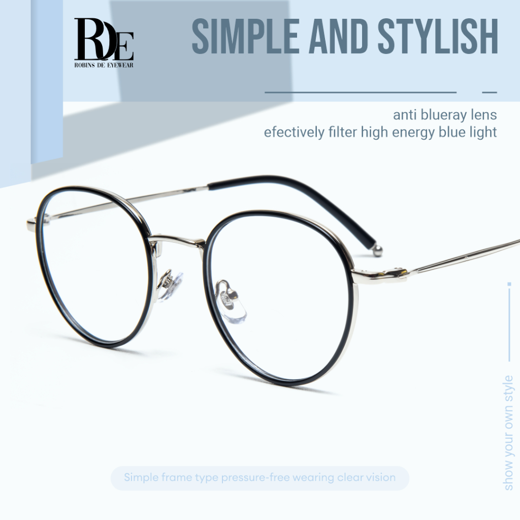 Jual Robins kacamata Bulat Anti Radiasi Blueray Kacamata Minus Photocromic Bluecromic Fashion ...