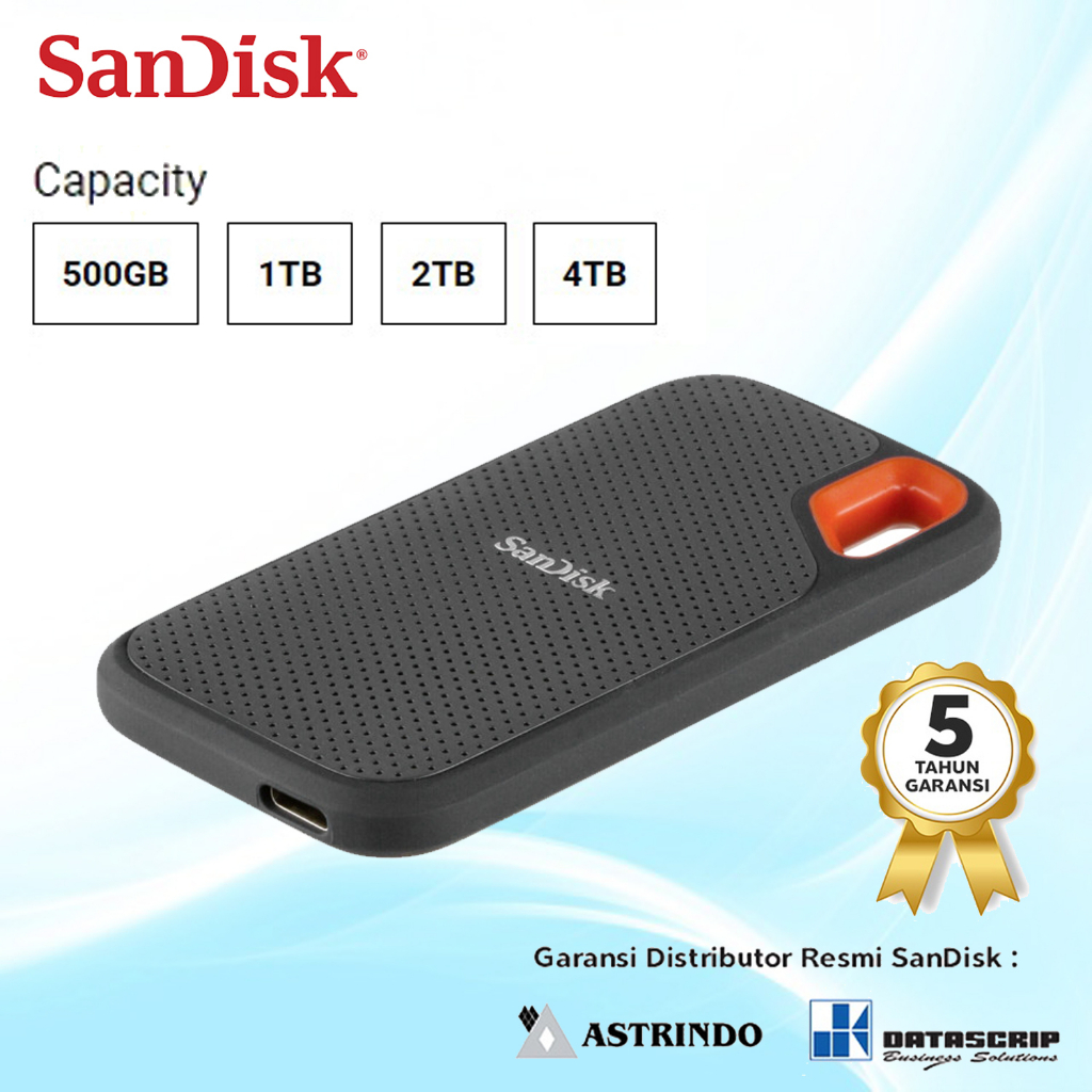 Jual SSD External 500GB | 1TB | 2TB | 4TB SanDisk Extreme up to 1050Mbps (E61) - Garansi Resmi 5 ...