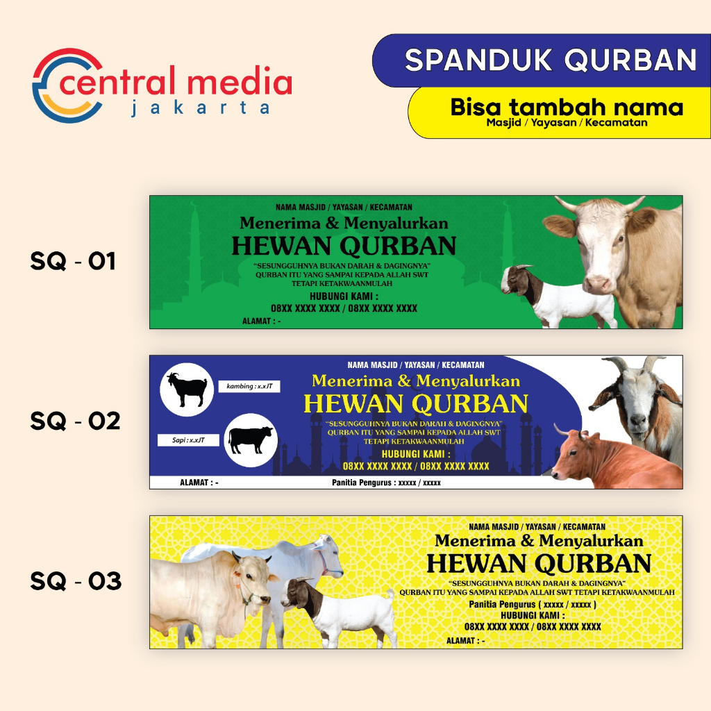 Jual Cetak Spanduk Menerima Menyalurkan Hewan Qurban Banner Kurban Idul ...