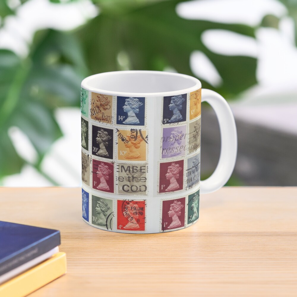 Jual Mug Keramik British postage stamps with a Queen Elizabeth | Shopee ...