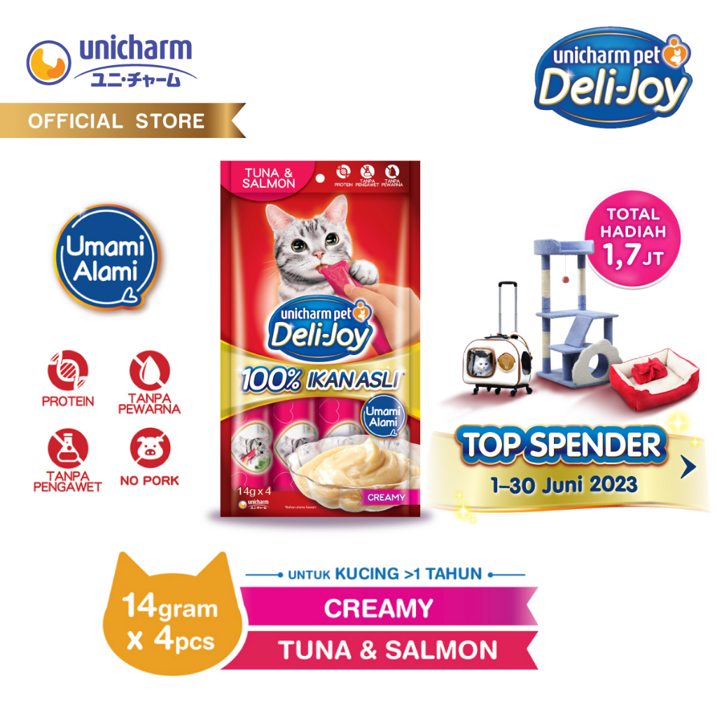 Jual Deli-Joy Snack Kucing Basah 14g - Creamy Rasa Tuna & Salmon ...