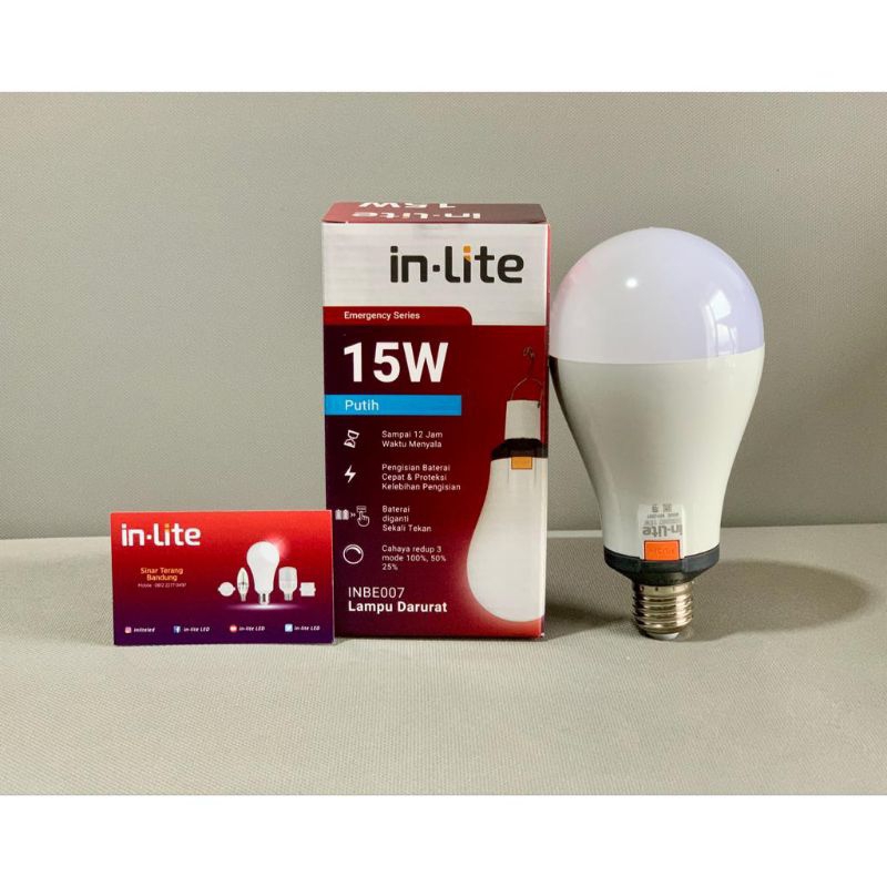 Jual LAMPU EMERGENCY LED INLITE + HANGER + BATTERY 15W 15 WATT - INBE007 | Shopee Indonesia