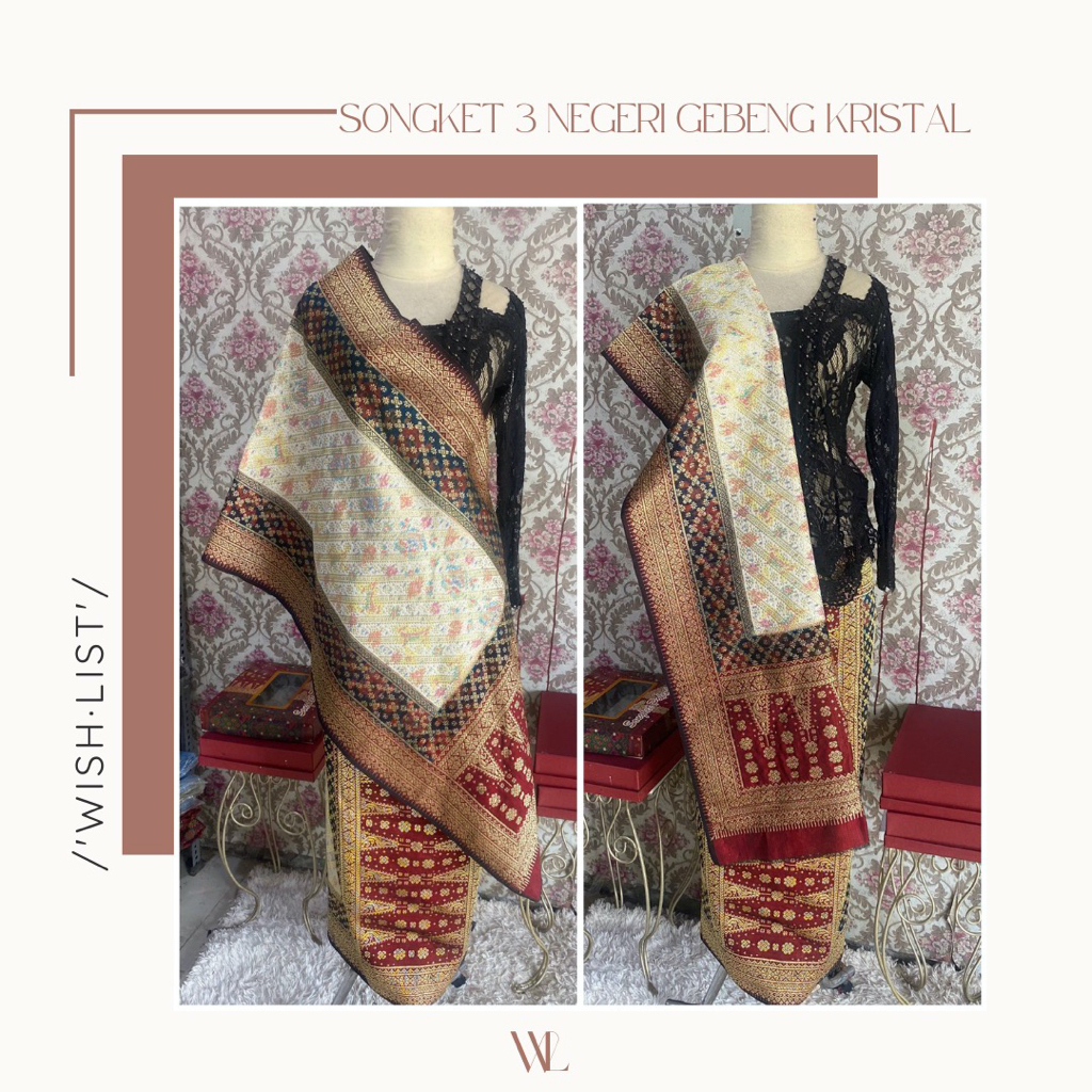 Jual Kain Tenun Tradisional 3 NEGERI GEBENG KRISTAL Songket Kekinian Selendang Murah Ulos Model ...
