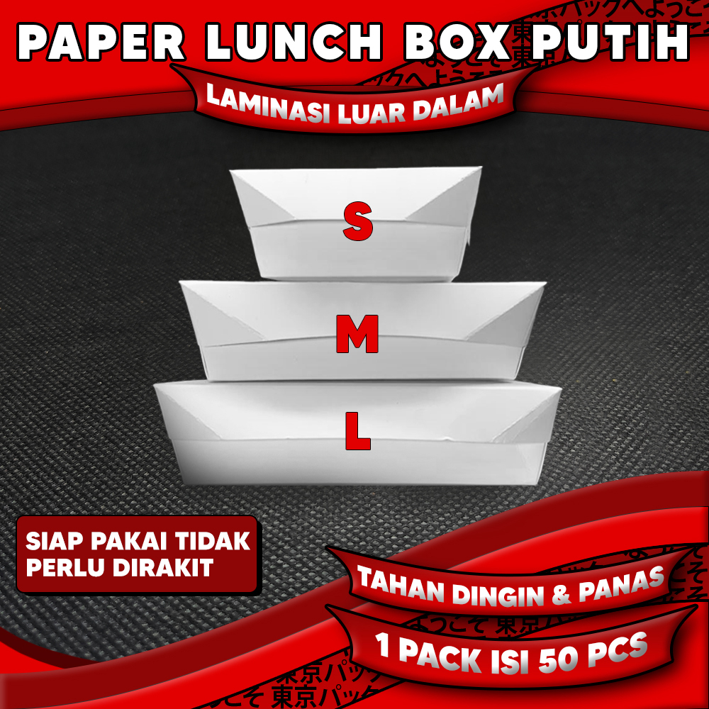 Jual Paper Lunch Box Putih Uk S, M, L - Lunch Box Kertas - Lunch Box ...