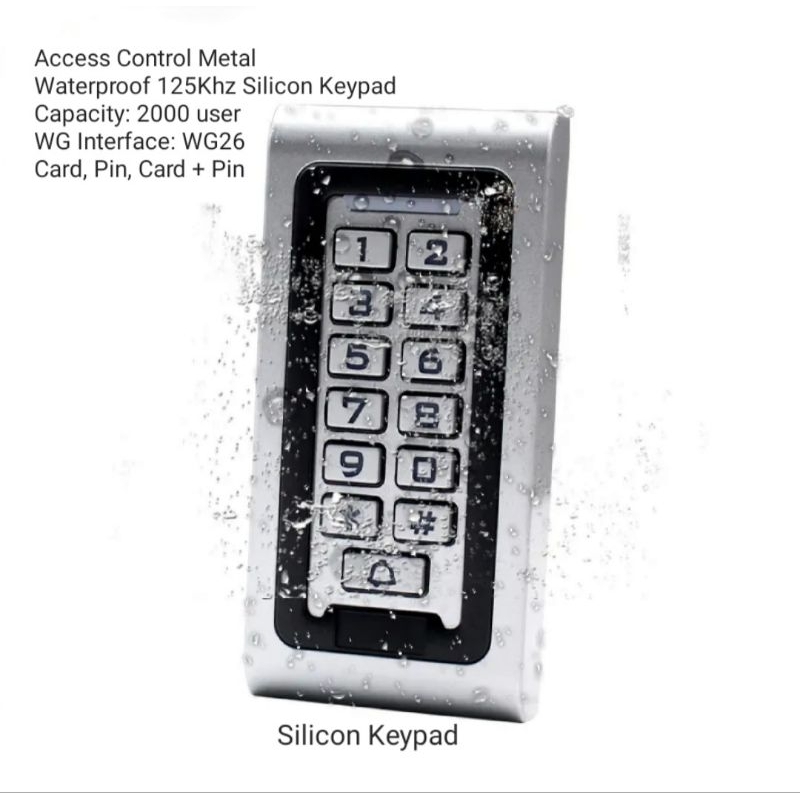 Jual Waterproof Access Control RFID 125khz ID Proximity Silicon Keypad 2000 user Pin, Card, Card ...