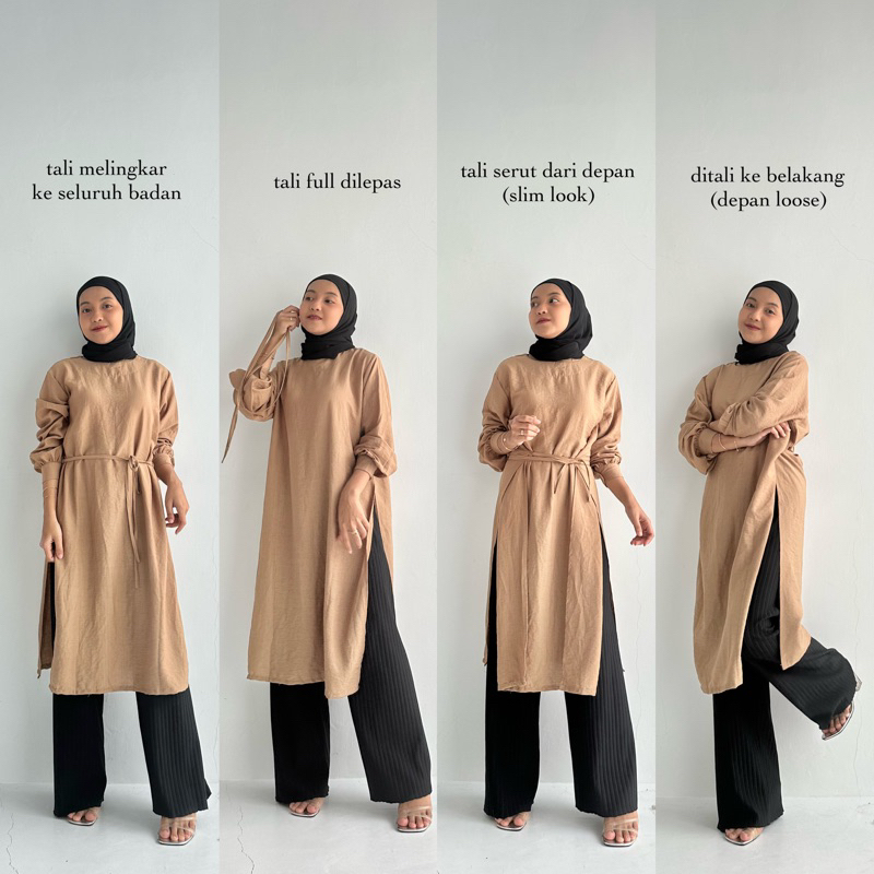 Jual Xavira Tunik Kemeja Oversize Linen Wanita Polo Shirt - Atasan ...