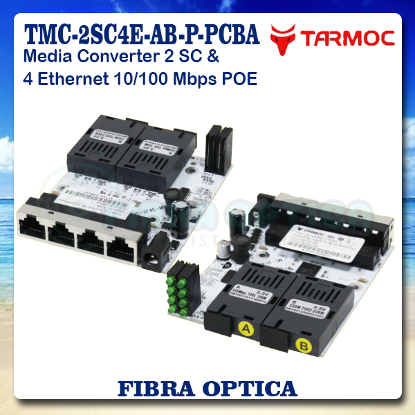 Jual Tarmoc TMC-2SC4E-AB-P-PCBA | Media Converter Switch 2SC 4LAN / 2 SC 4 LAN 10/100Mbps POE IN ...