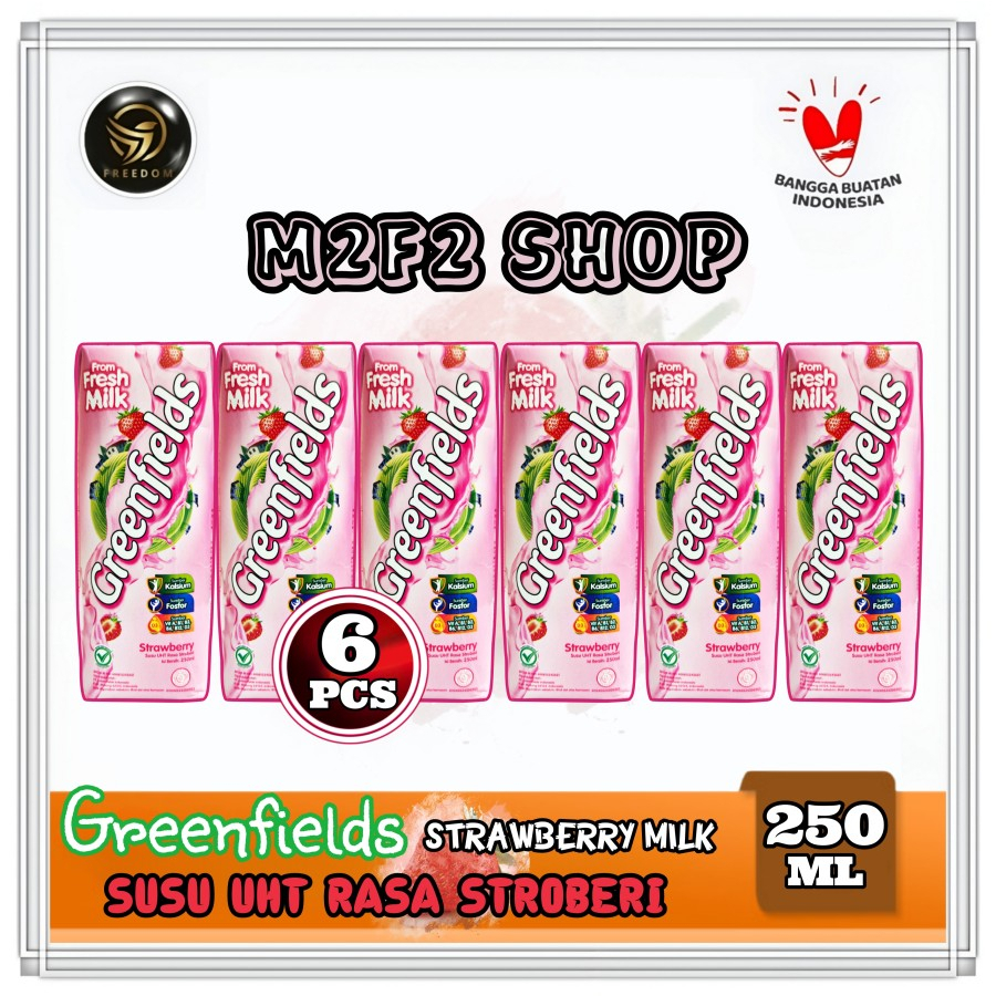 Jual Greenfields Susu Kotak UHT Strawberry Milk | Stroberi - 250 ml (Kemasan 6 Pcs) | Shopee ...