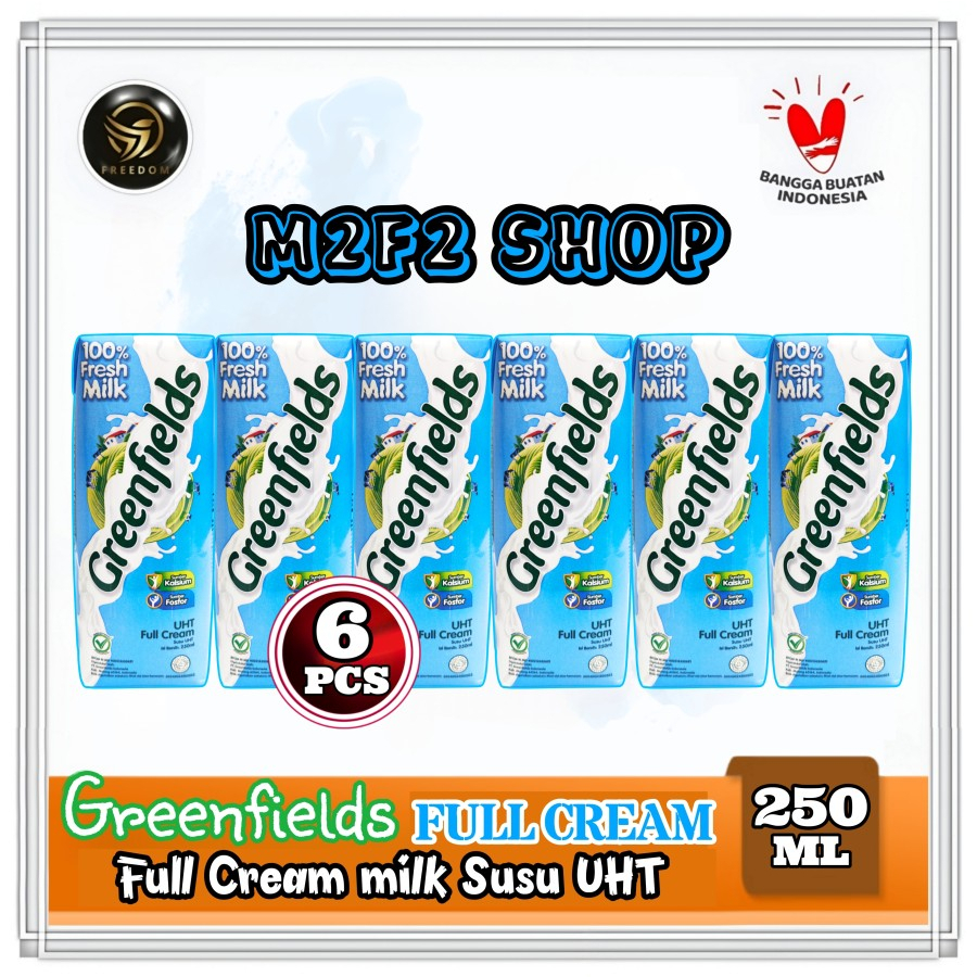 Jual Greenfields Susu Kotak UHT Full Cream Milk | Plain - 250 ml (Kemasan 6 Pcs) | Shopee Indonesia