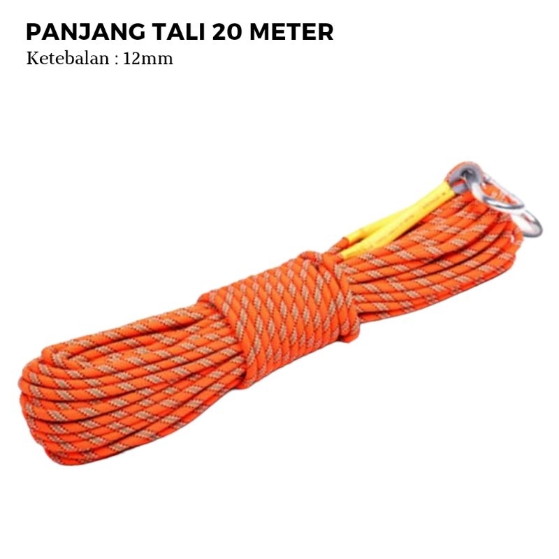 Jual Tali Paracord Panjat Tebing Climbing Rope 12mm 20m with Steel ...