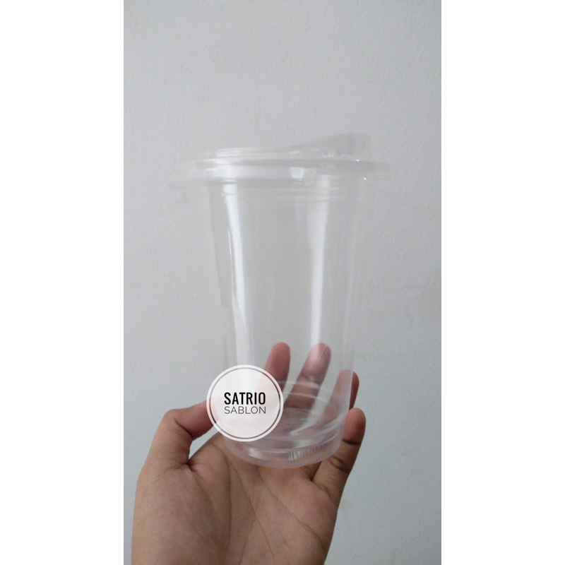 Jual (Harga per slop : 50 pcs) Gelas Plastik dan Tutup Strawless ...