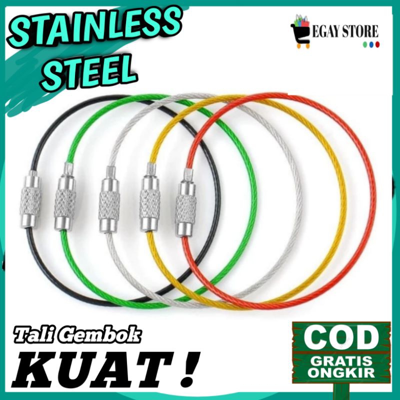 Jual Keychain Ties Tali Stainless Steel Carabine Gantungan Kunci Gembok ...