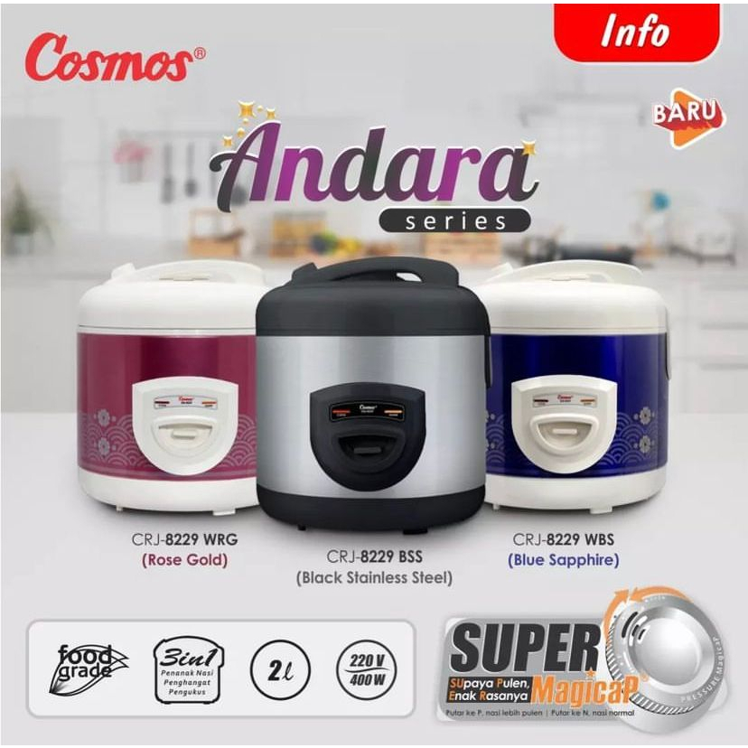 Jual Cosmos Rice Cooker Magicom 2 Liter 3in1 Penanak CRJ-8229 Stainless ...