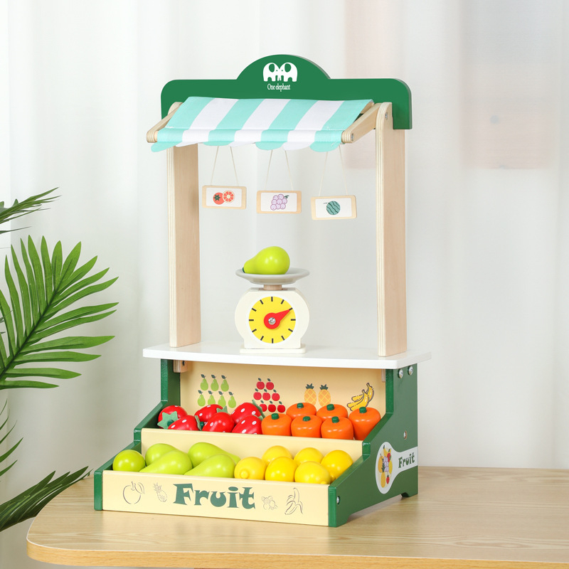 Jual Wooden Fruit Stall pretend play-mainan booth buah kayu-mainan ...